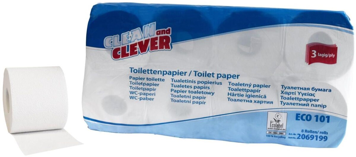 Toilettenpapier "SMA101" weiß 3lg 8Rll à250Bl